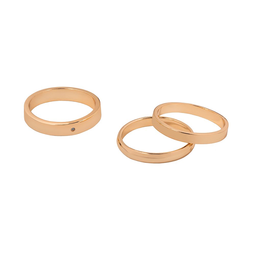 LC Lauren Conrad Gold Tone Three-Pack Band Rings Set, Size 9