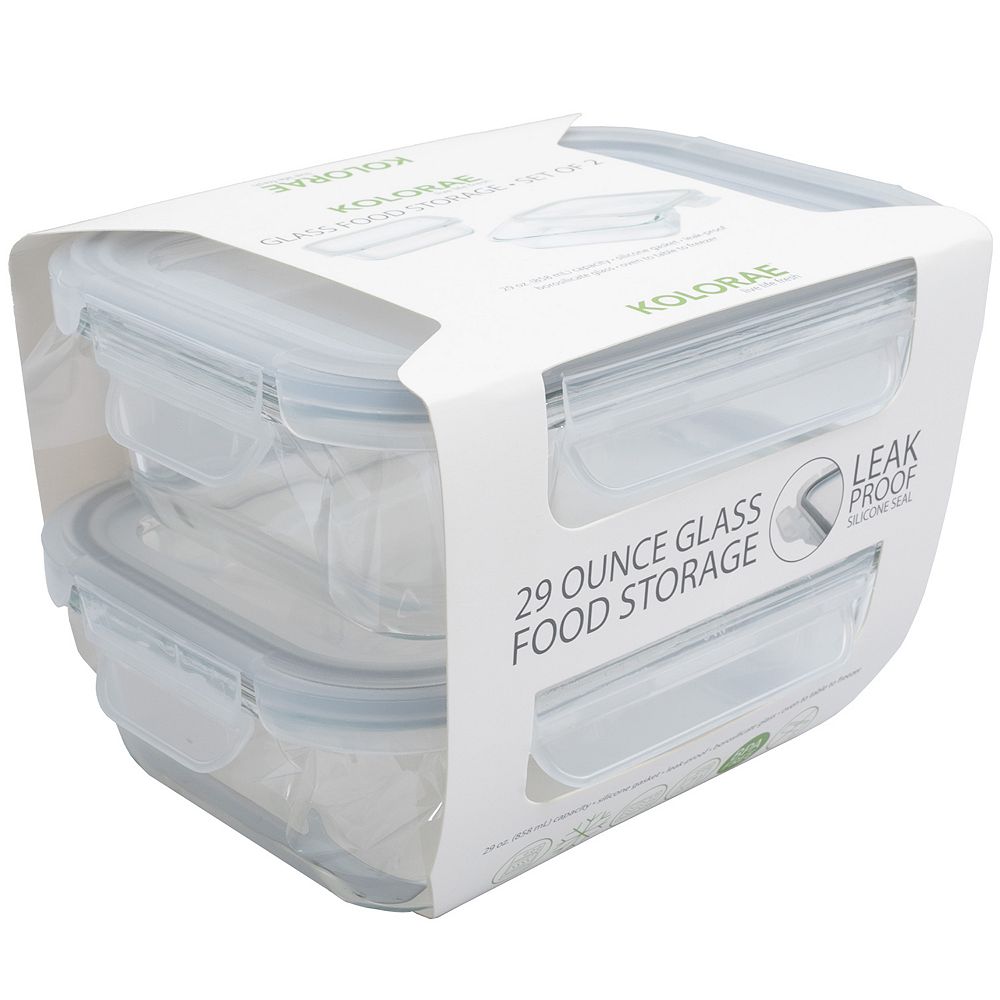 Kolorae 2-pc. 29-oz. Rectangle Glass Food Storage Container Set