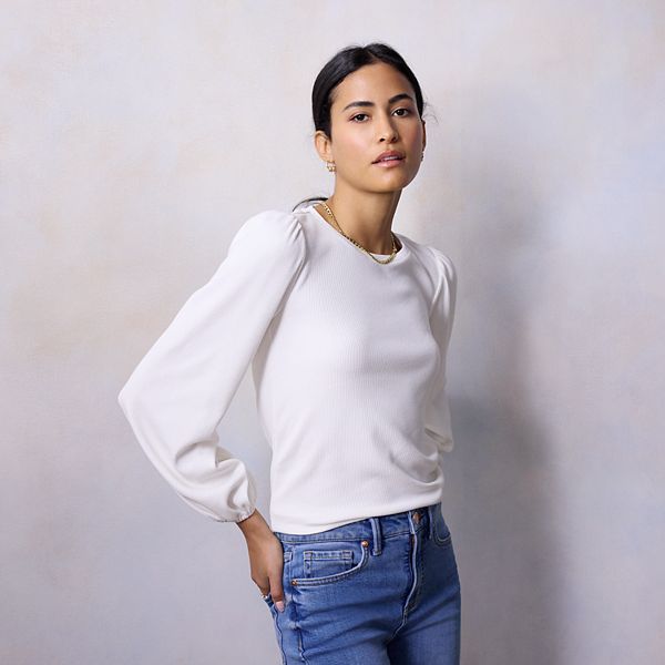 Women's LC Lauren Conrad Relaxed Puffed Long Sleeve Top