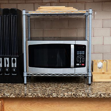 Mind Reader Alloy Collection, 2-Tier Industrial Microwave Stand with ...