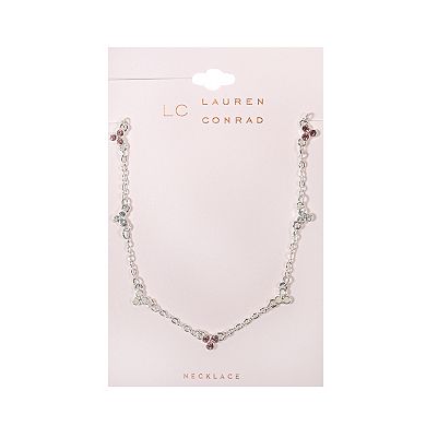 LC Lauren Conrad Silver Tone Monochrome Crystal Station Necklace