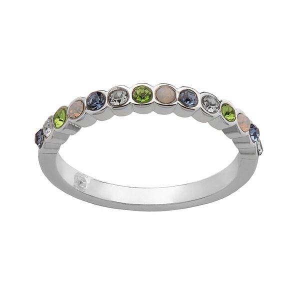 LC Lauren Conrad Silver Tone Multicolor Crystal Ring