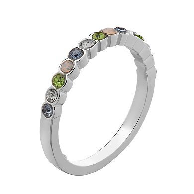 LC Lauren Conrad Silver Tone Multicolor Crystal Ring