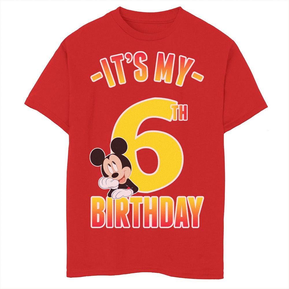Disney's Mickey Mouse Boys 8-20 It's My 6th Birthday Gradient Portrait Tee
