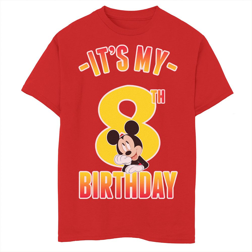 Disney's Mickey Mouse Boys 8-20 It's My 8th Birthday Gradient Portrait Tee