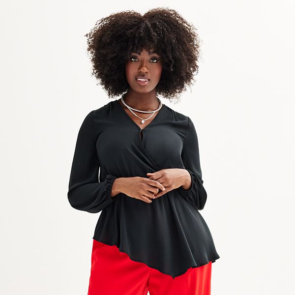 Women's INTEMPO Asymmetrical Faux-Wrap Top