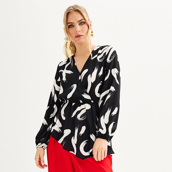 Women's INTEMPO Asymmetrical Faux-Wrap Top