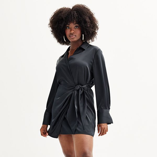 Women's INTEMPO Wrap Front Mini Shirt Dress