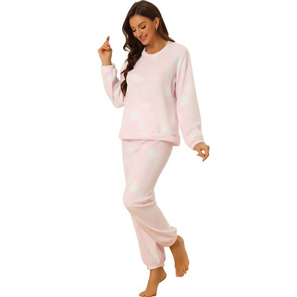 Womens Winter Flannel Pajama Sets Long Sleeve Loungewear