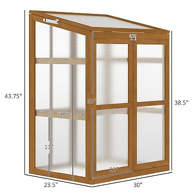 Wooden Cold Frame Greenhouse Planter Box, Herb, Flowers, Vegetable ...
