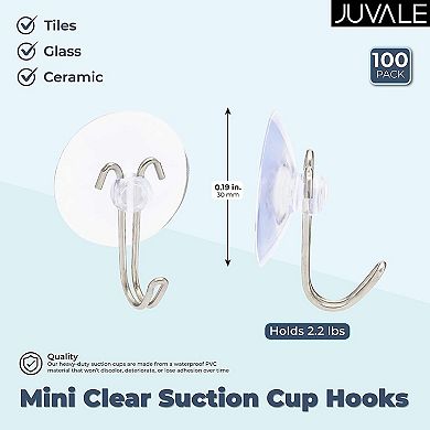 100 Pcs Removable Mini Suction Cups with Hooks 1-3/4 Inch for Signs ...
