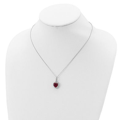 Sophie Miller Sterling Silver Lab-Created Ruby & Cubic Zirconia Heart ...
