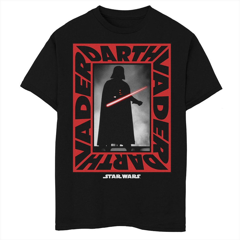 Boys Husky Star Wars Darth Vader Text Box Up Graphic Tee