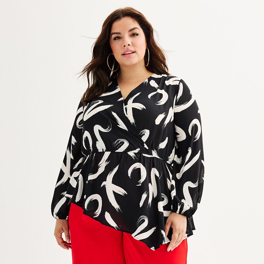 Plus Size INTEMPO™ Asymmetrical Blouse