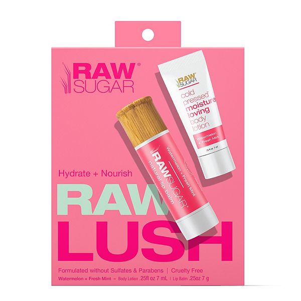 Raw Sugar Living Lotion & Lip Balm Set: Watermelon + Fresh Mint