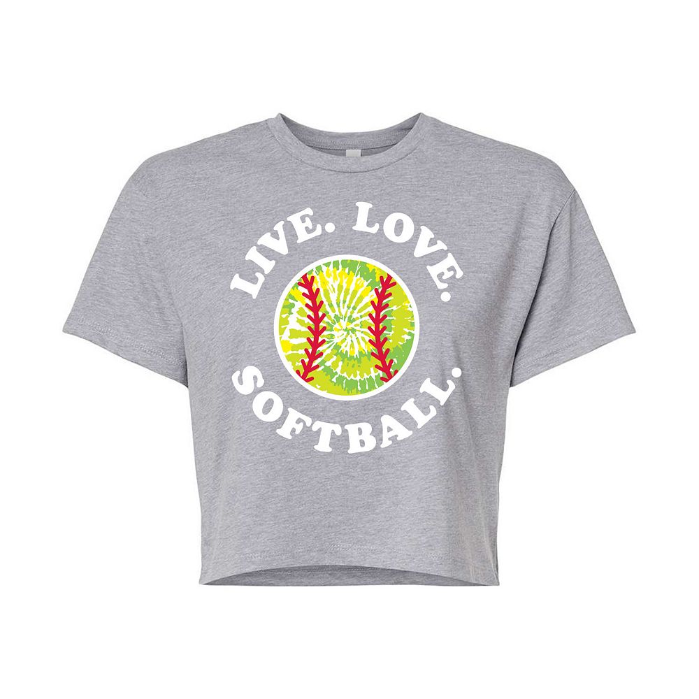 Juniors' Live Love Softball Cropped Graphic Tee