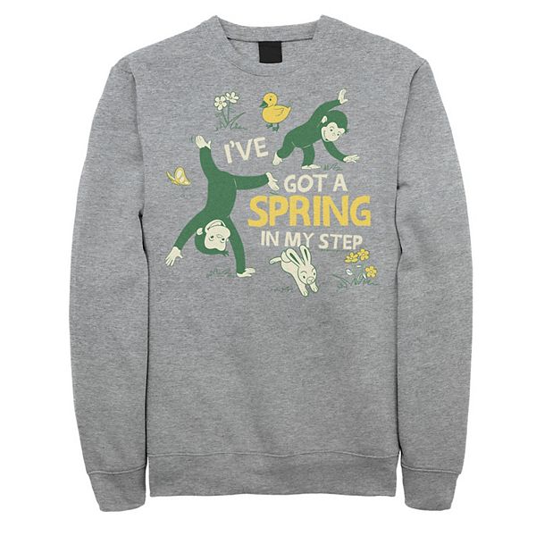 Big & Tall Curious George "Spring In My Step" Happy Cartwheeling Sweatshirt