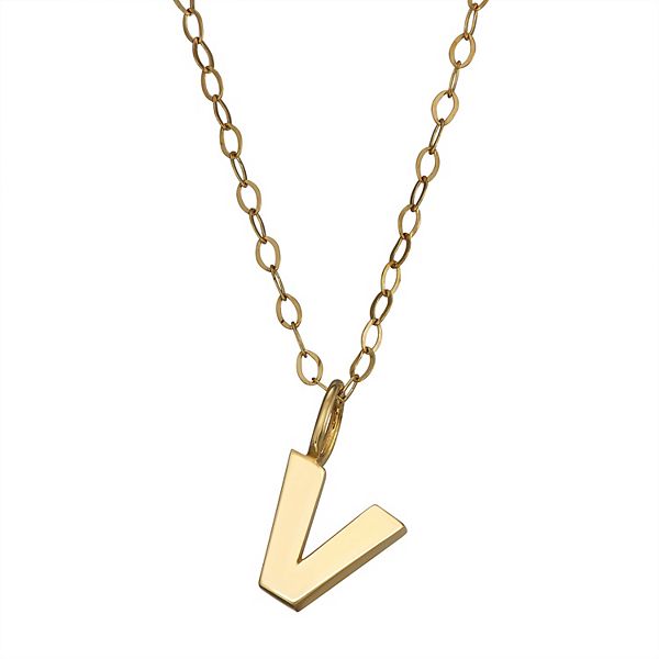 10K Gold Initial Pendant on 14k Gold Filled Chain