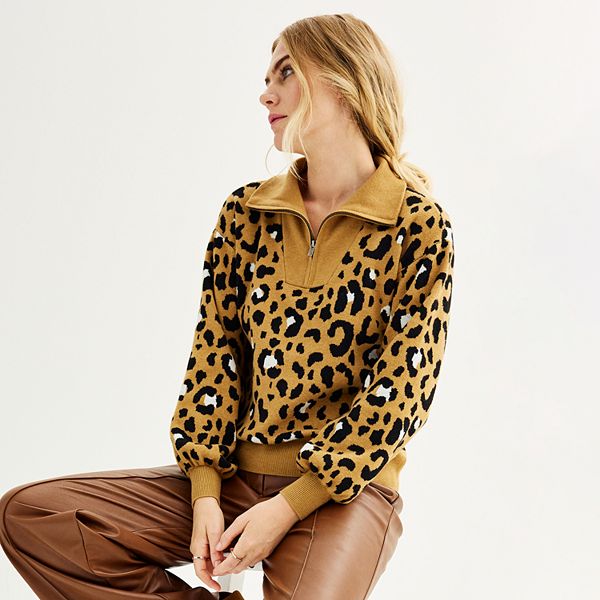 Women's Nine West Half Zip Patterened Pullover Sweater