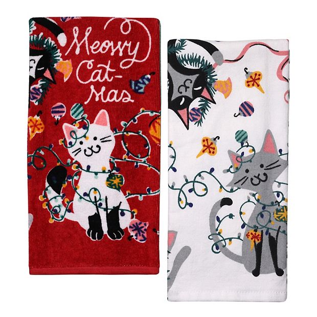 St. Nicholas Square 2 Pack Cat Kitchen Towels