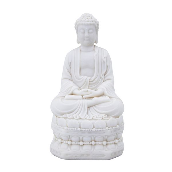 White Finish Sitting Buddha Table Decor