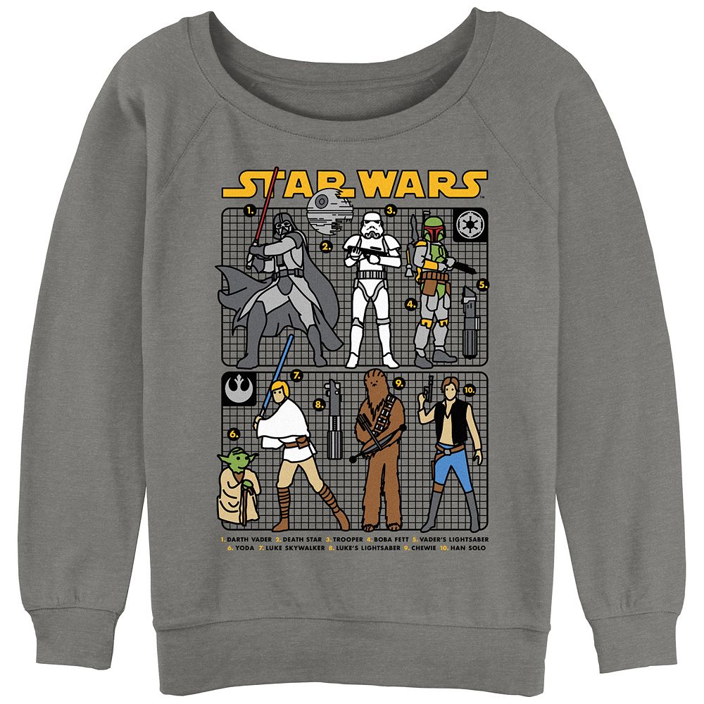Juniors' Star Wars Armed Characters Grid Slouchy Graphic Sweatshirt