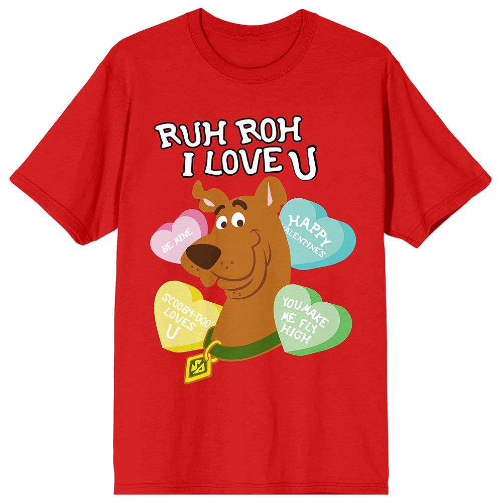 Juniors' Scooby Doo Valentine's Day "Ruh Roh I Love You" Graphic Tee