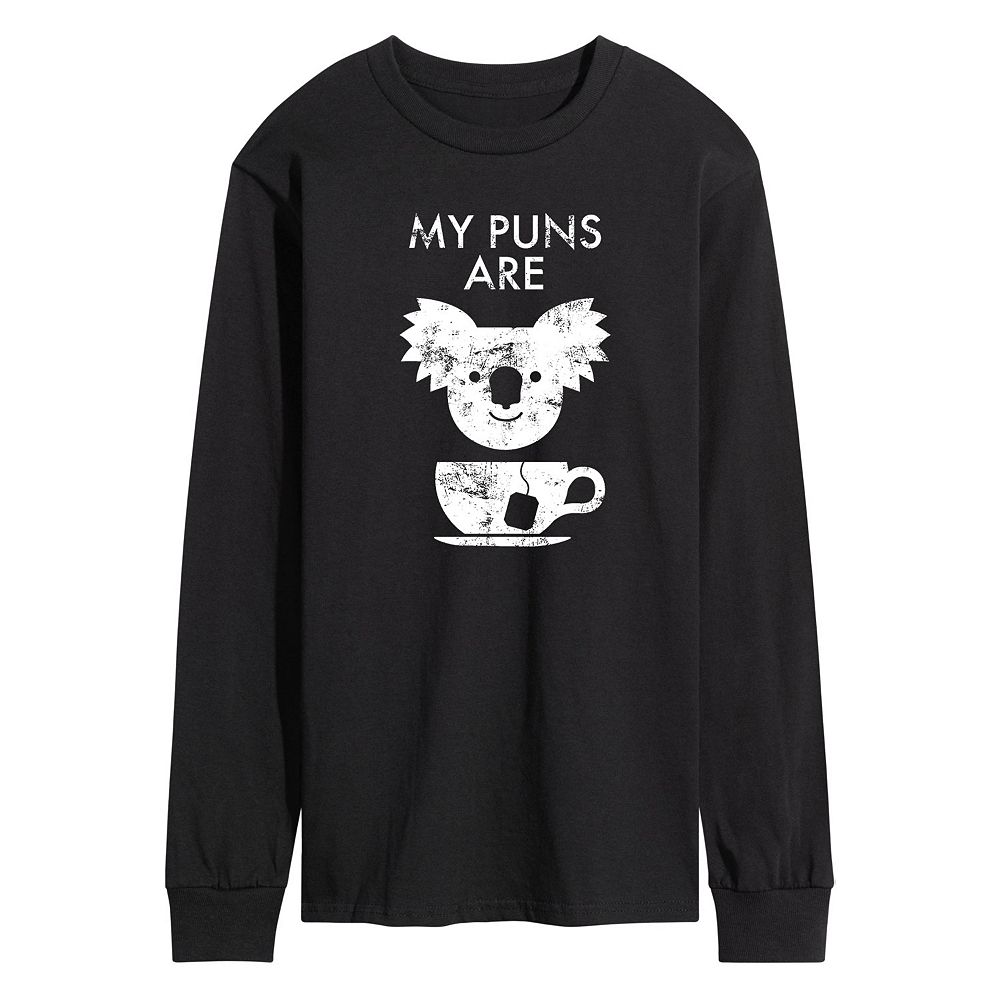 Men's My Puns Are Koala Tea Long Sleeve Graphic Tee