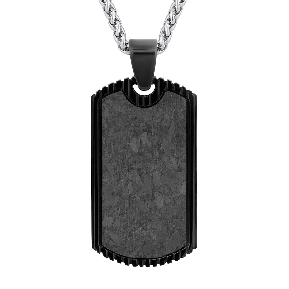 Celebration Gems Men's Black Ion-Plated Stainless Steel & Carbon Fiber ...