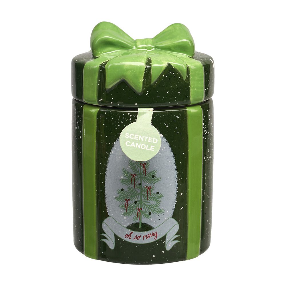 St. Nicholas Square® Green Cermaic Present 10-oz. Holiday Candle