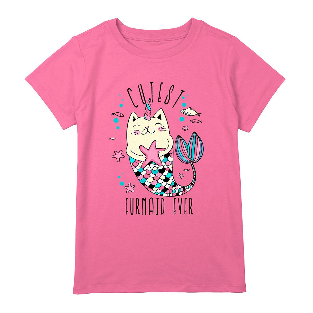 Girls 7-16 Cutest Furmaid Ever Half Cat Half Mermaid Graphic Tee