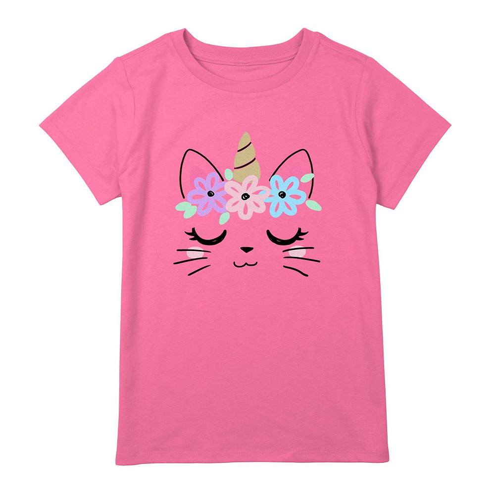 Girls 7-16 Kittycorn Happy Face Graphic Tee