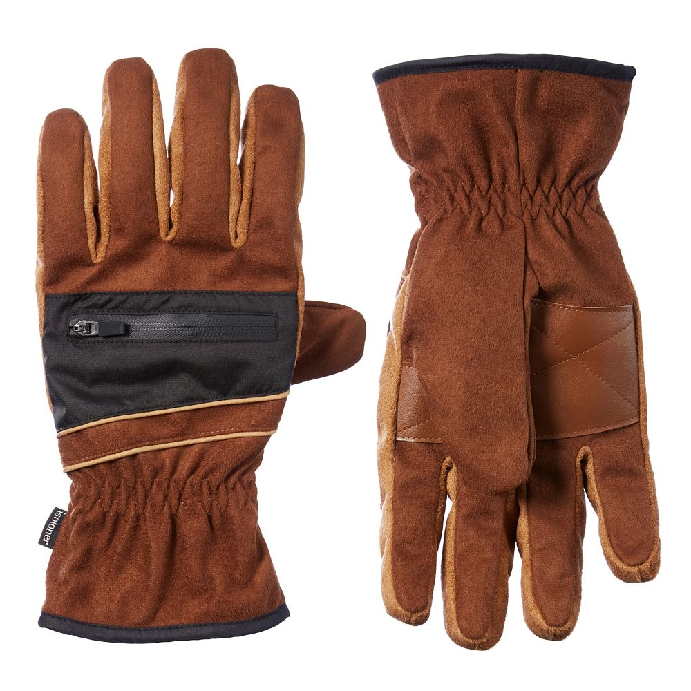 Men's isotoner Water Repellent Touchscreen Gloves with Zipper Pouch