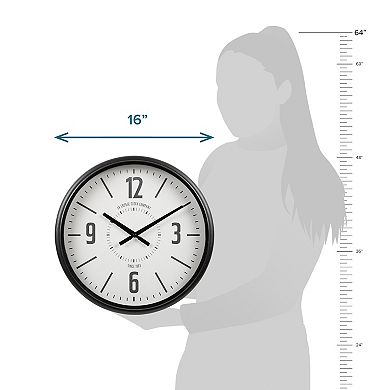 La Crosse Technology 16-in. Sullivan Black Industrial Quartz Analog ...