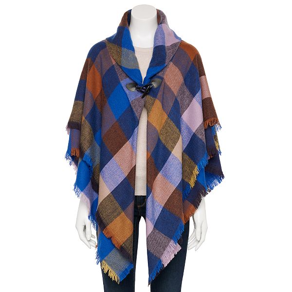 Women's Sonoma Goods For Life® Buffalo Plaid Single Toggle Wrap Topper