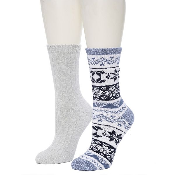 Women's Cuddl Duds® 2-Pack Plushfill Colorblock Snowflake Fairisle ...