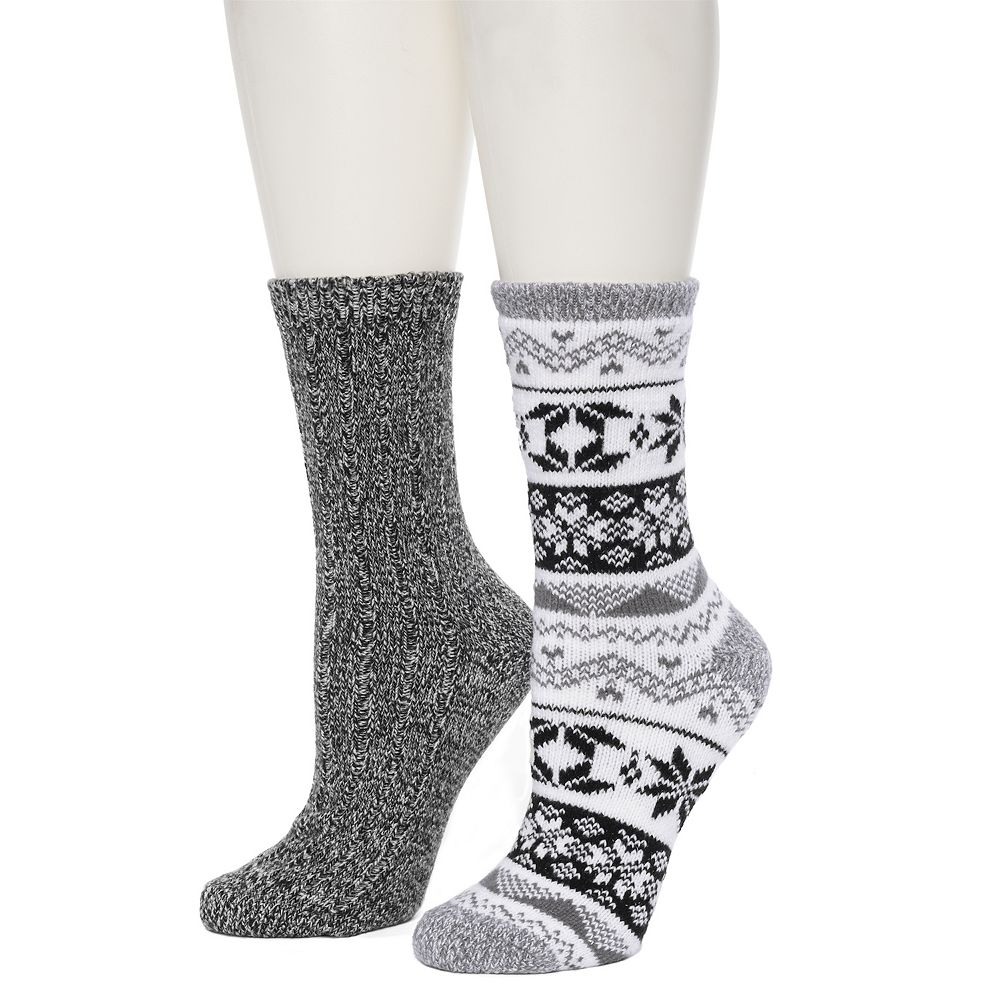 Women's Cuddl Duds® 2-Pack Plushfill Colorblock Snowflake Fairisle ...
