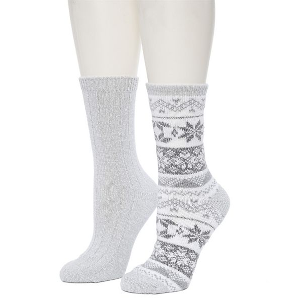 Women's Cuddl Duds® 2-Pack Plushfill Colorblock Snowflake Fairisle ...