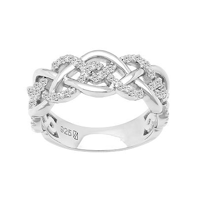 Love Always Sterling Silver 1 10 Carat T.W. Diamond Twist Anniversary Band