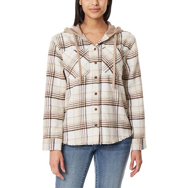 Juniors' WallFlower Flannel Hooded Shacket