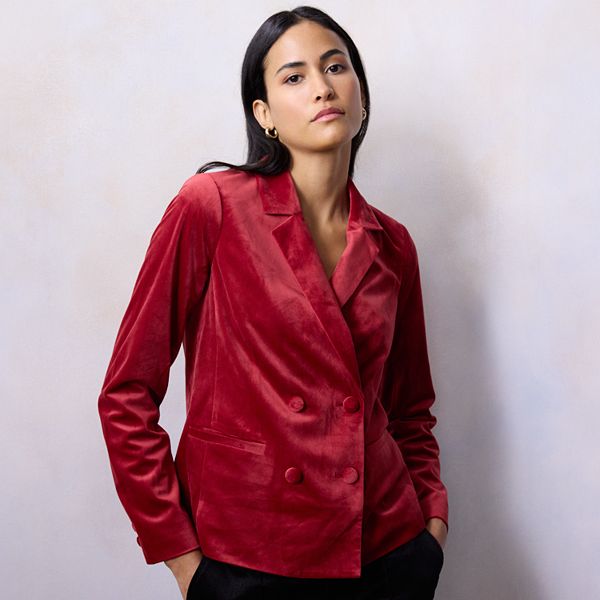 Petite LC Lauren Conrad Double Breasted Notch Collar Blazer Petite LC Lauren Conrad Double Breasted Notch Collar Blazer