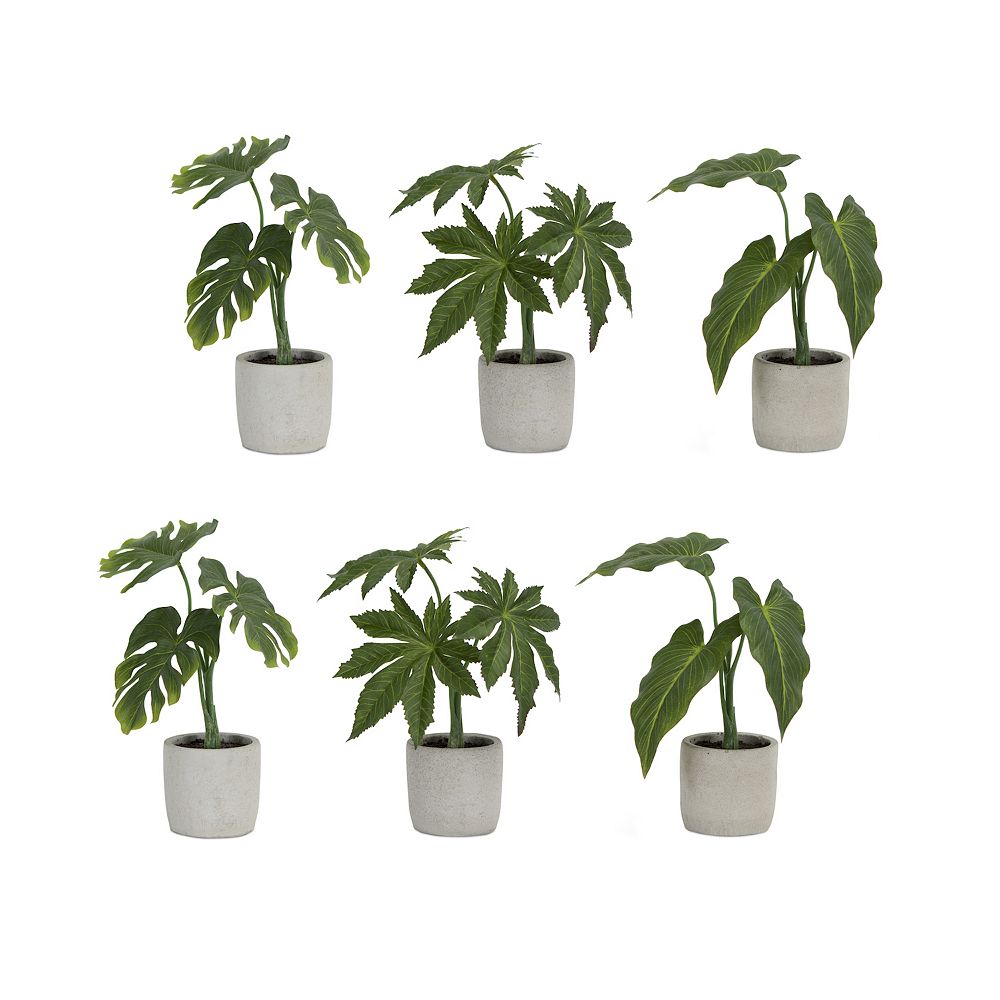 Melrose Assorted Faux Foliage Plant in Grey Pot - Set of 6