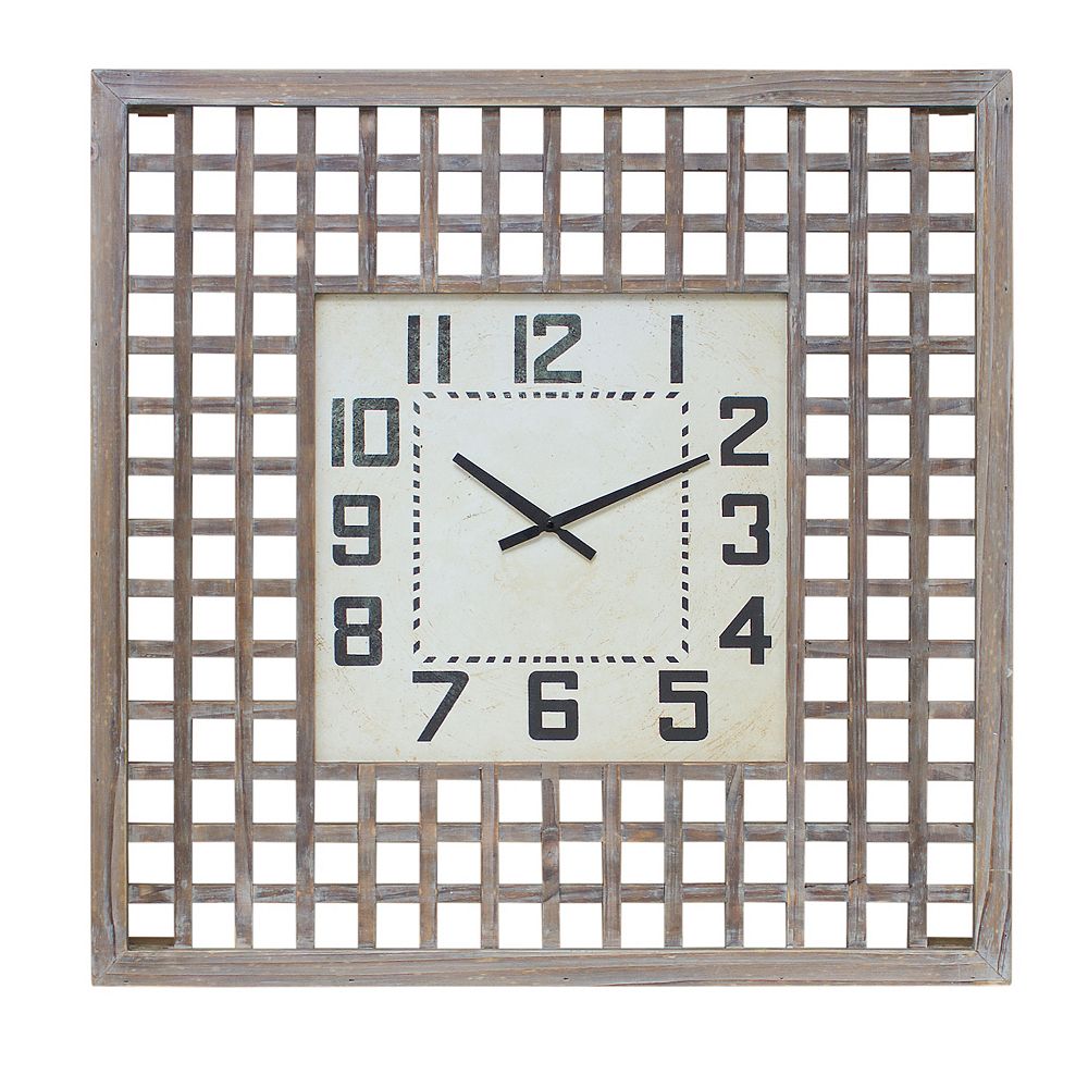Melrose Lattice Wood Square Wall Clock 29.5"