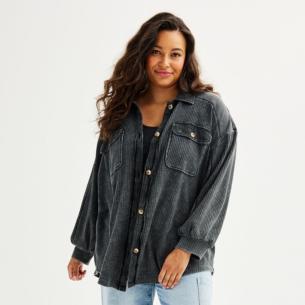 Juniors' Plus SO® Knit Shacket