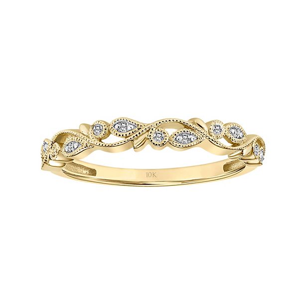 Love Always 10k Gold Diamond Accent Floral Stackable Anniversary Ring