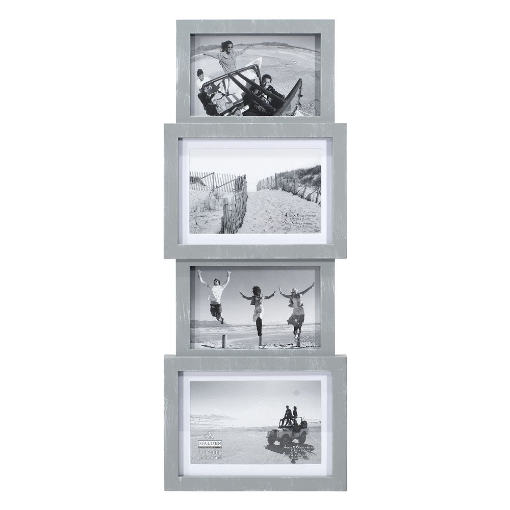 Malden 4-Opening 4" x 6" / 5" x 7" Gray Panel Collage Picture Frame
