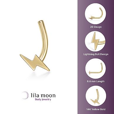 Lila Moon 14k Gold Lightning Bolt Curved Nose Stud