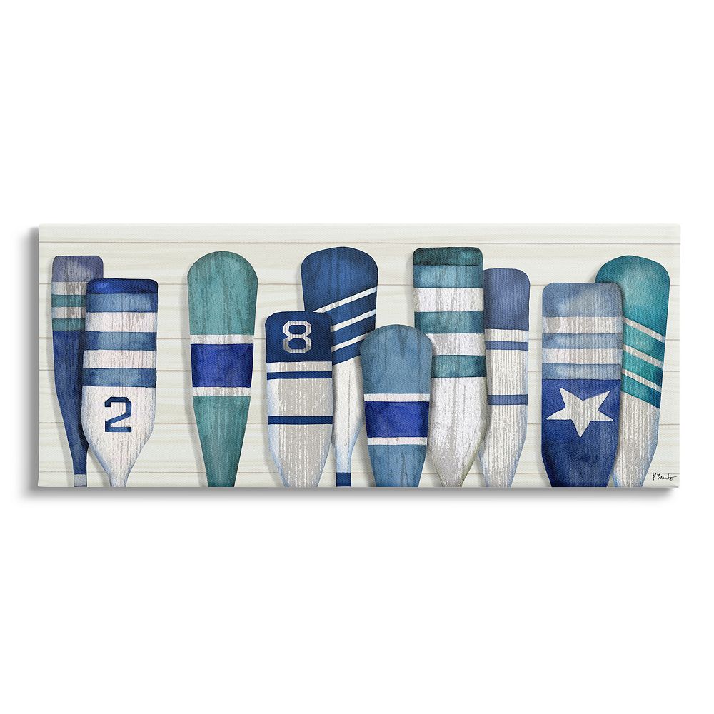 Stupell Home Decor Port Oars Nautical Blue Patterns Canvas