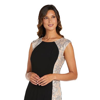 Women's R&M Richards Embroidered Sequin Panel Dress
