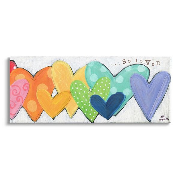 Stupell Home Decor Patterned Hearts So Loved Canvas Wall Art